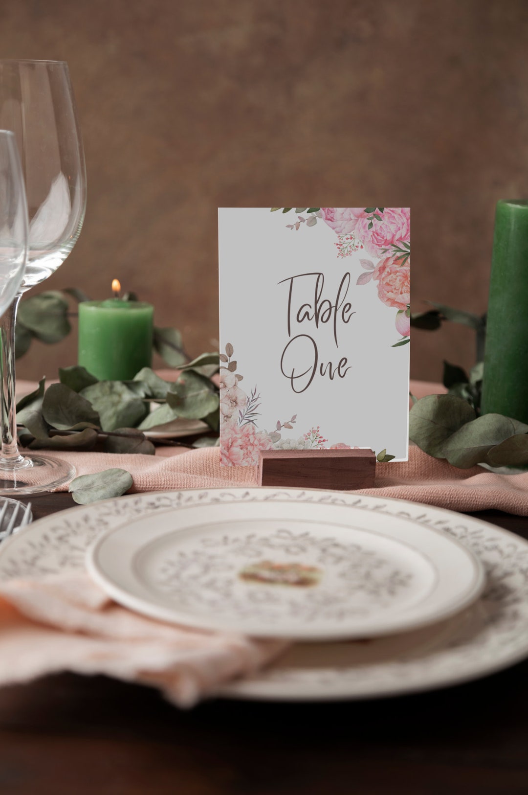 Peony Wedding Table Number Card, Pink Peonies Wedding Table Name Card ...