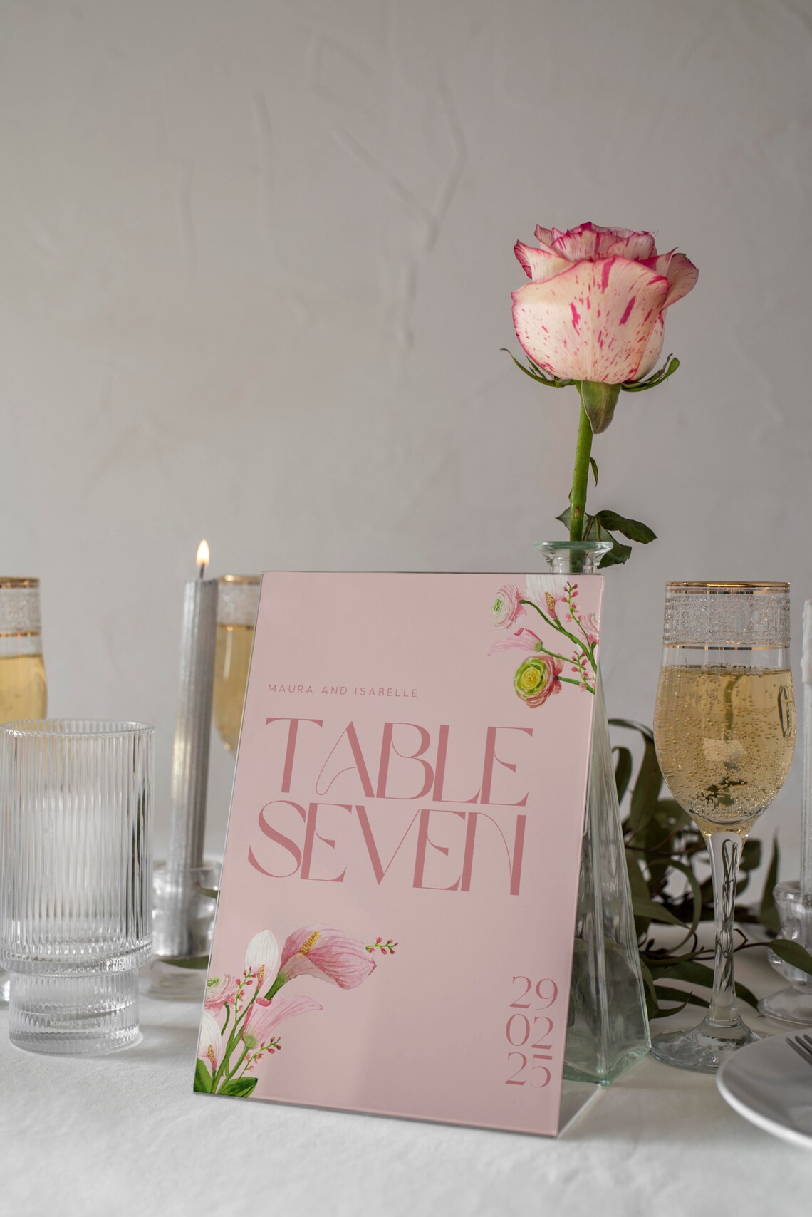 Pink Floral Wedding Table Number Card, Blush Watercolour Wedding Table ...