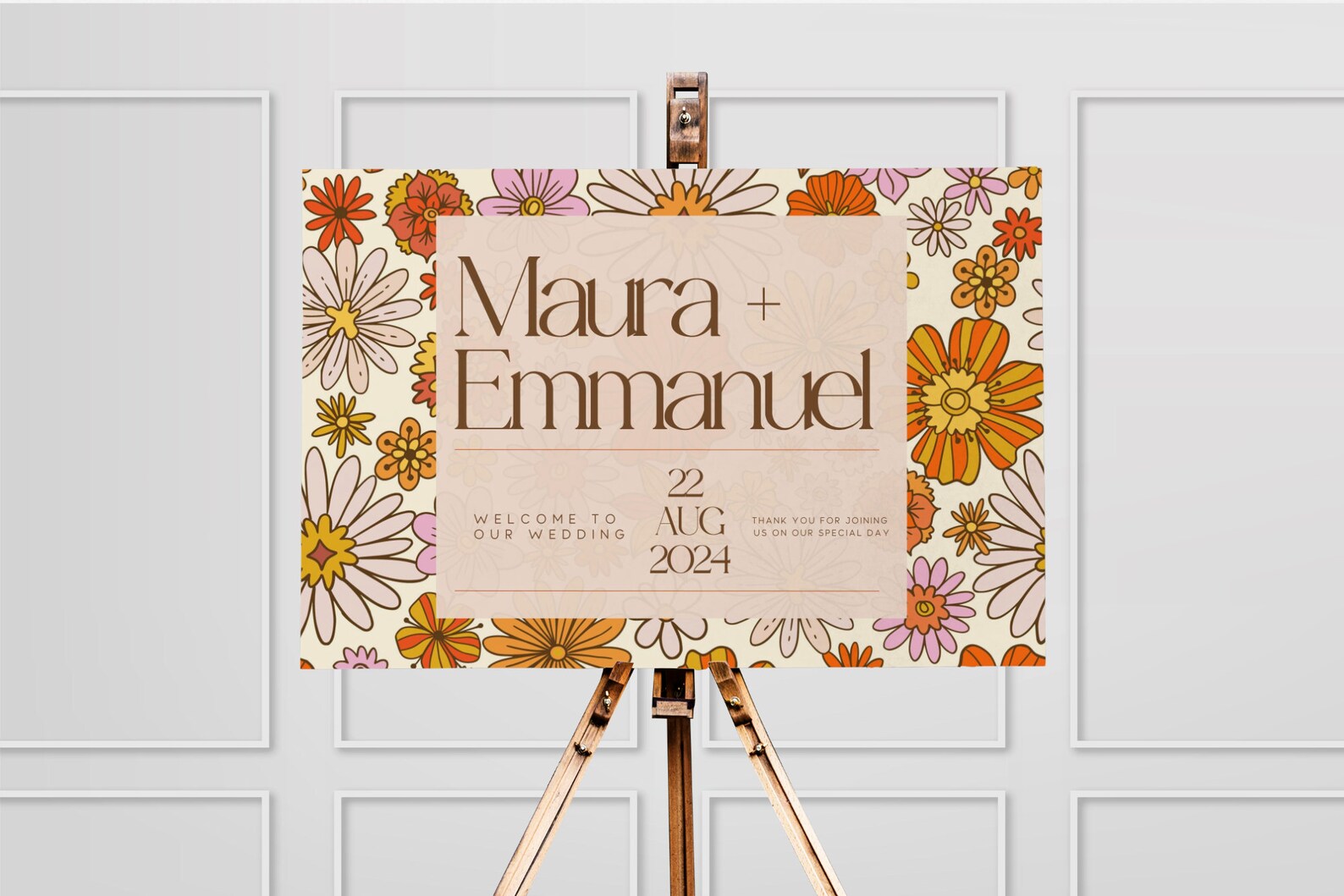 70s Retro Wedding Welcome Sign, 70s Retro Floral Table Chart, 70s Retro ...