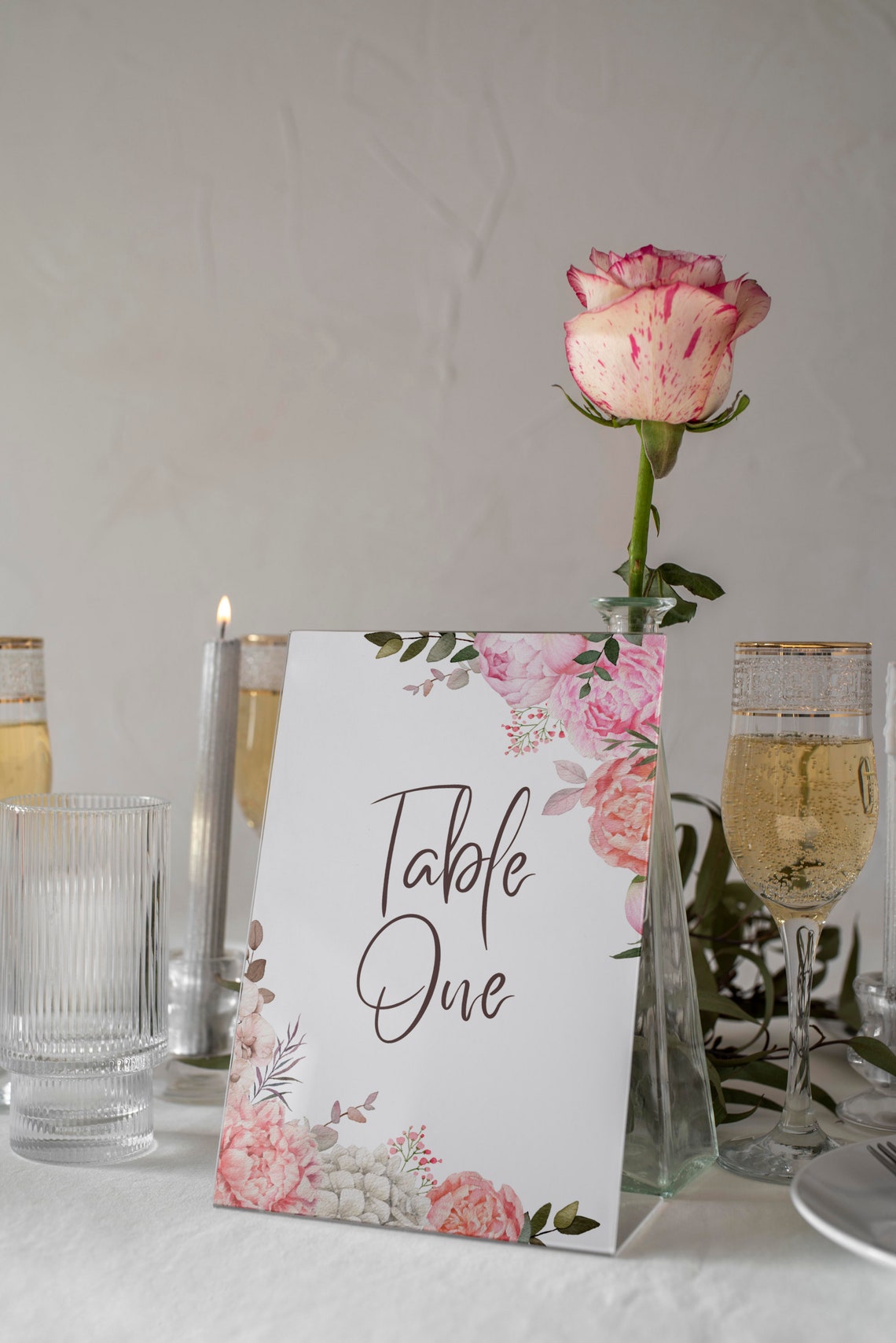 Peony Wedding Table Number Card, Pink Peonies Wedding Table Name Card ...