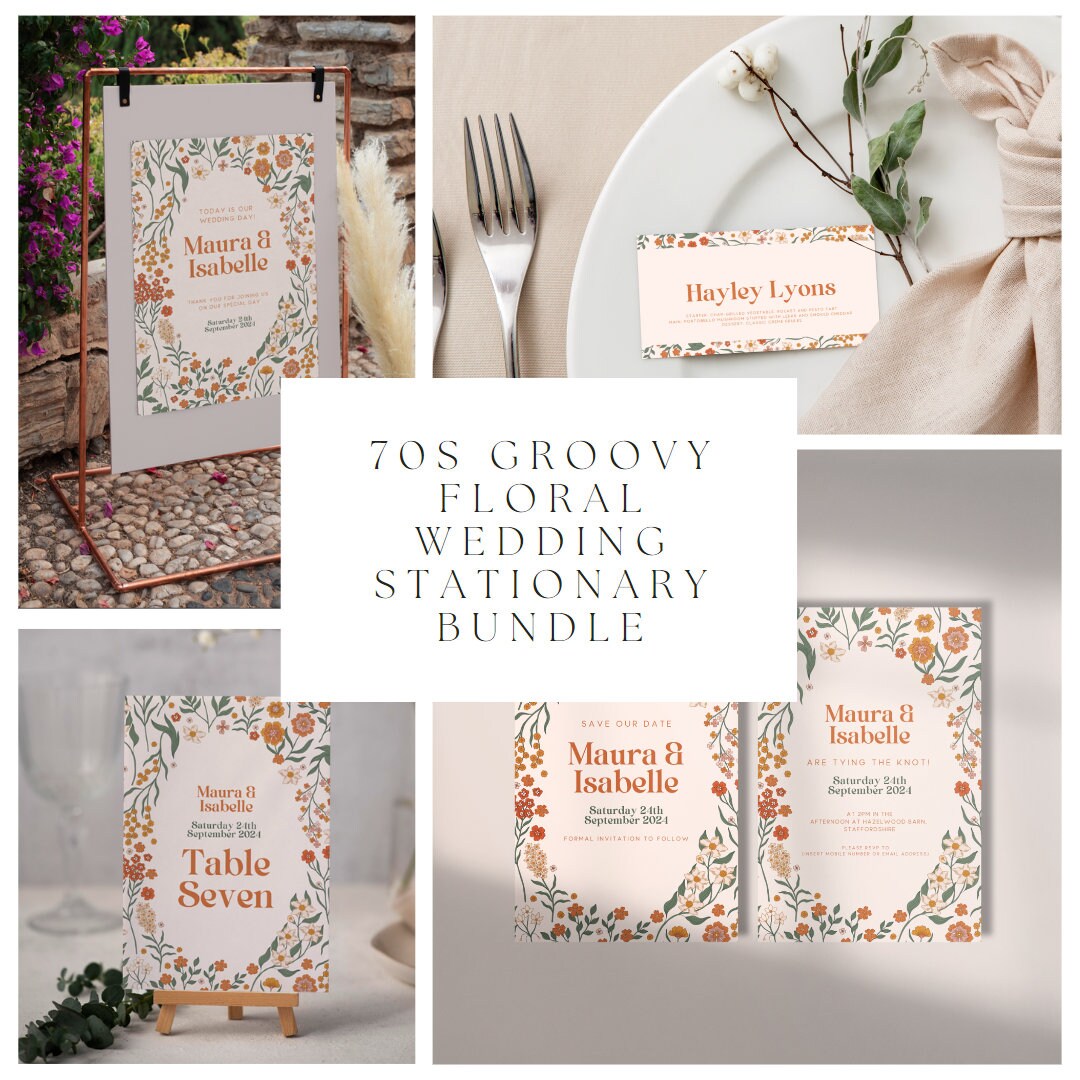 70s Groovy Floral Wedding Invitation Template Retro Wedding - Etsy