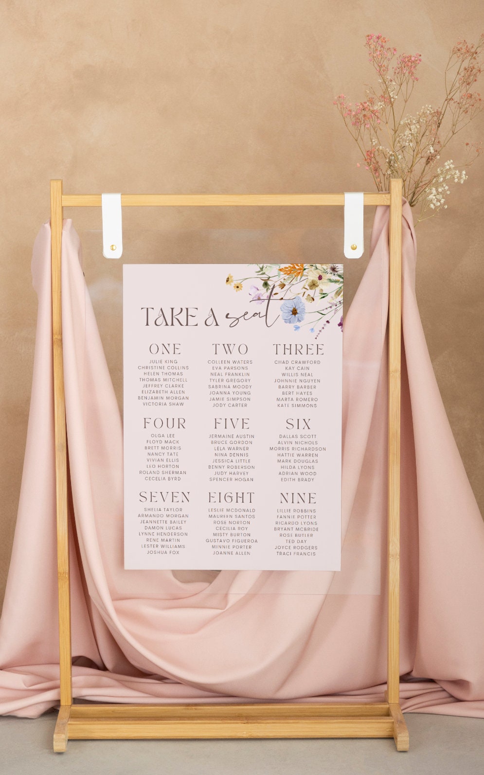 Wildflower Wedding Welcome Sign, Floral Table Chart, Wildflowers ...