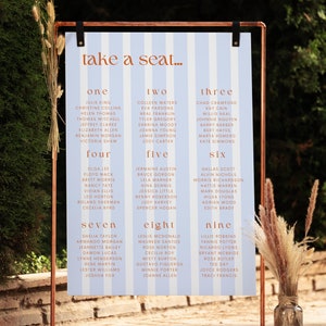 Baby Blue Stripe Wedding Welcome Sign, Modern Table Chart, Stripe ...