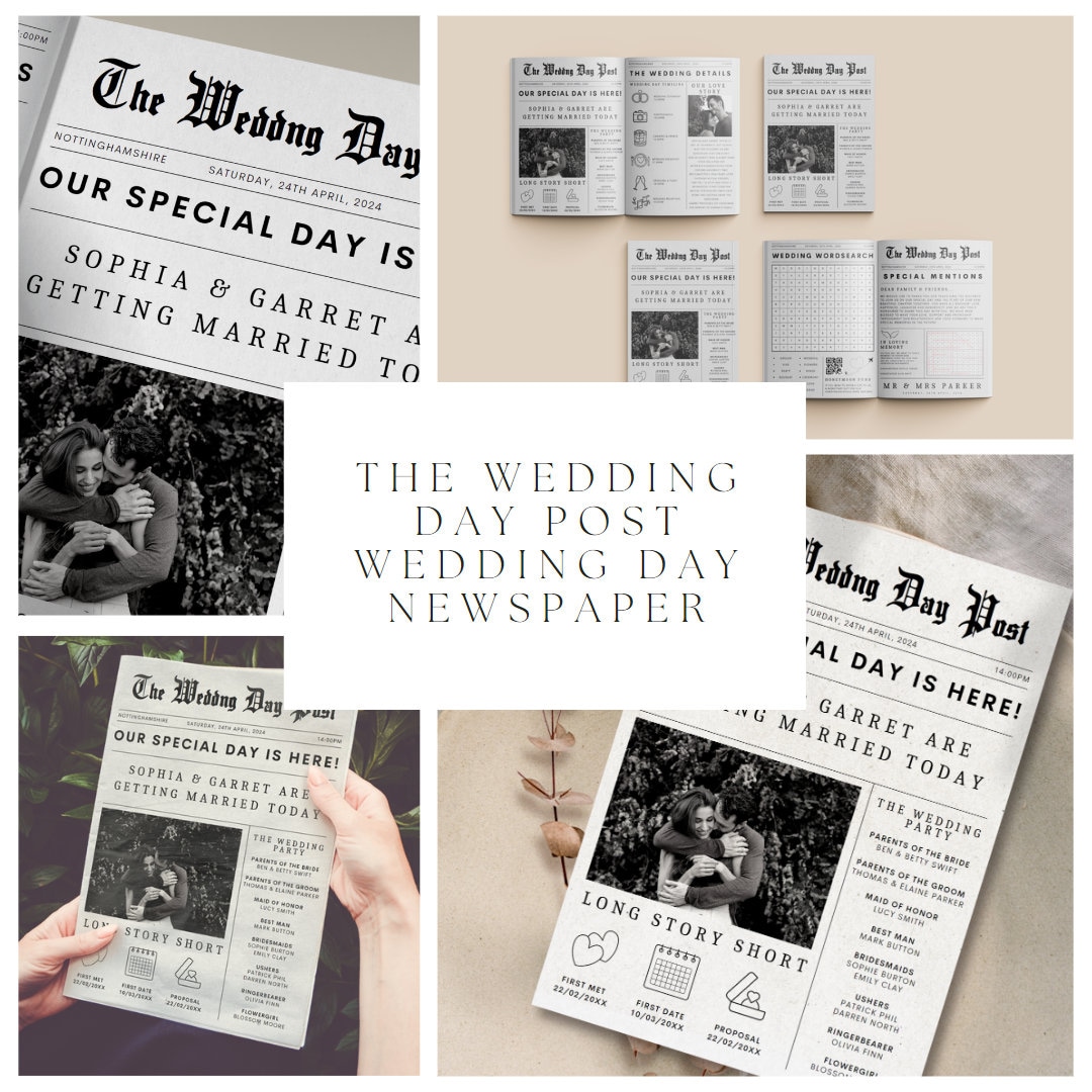 Wedding Day Newspaper Template Newspaper Wedding Program - Etsy