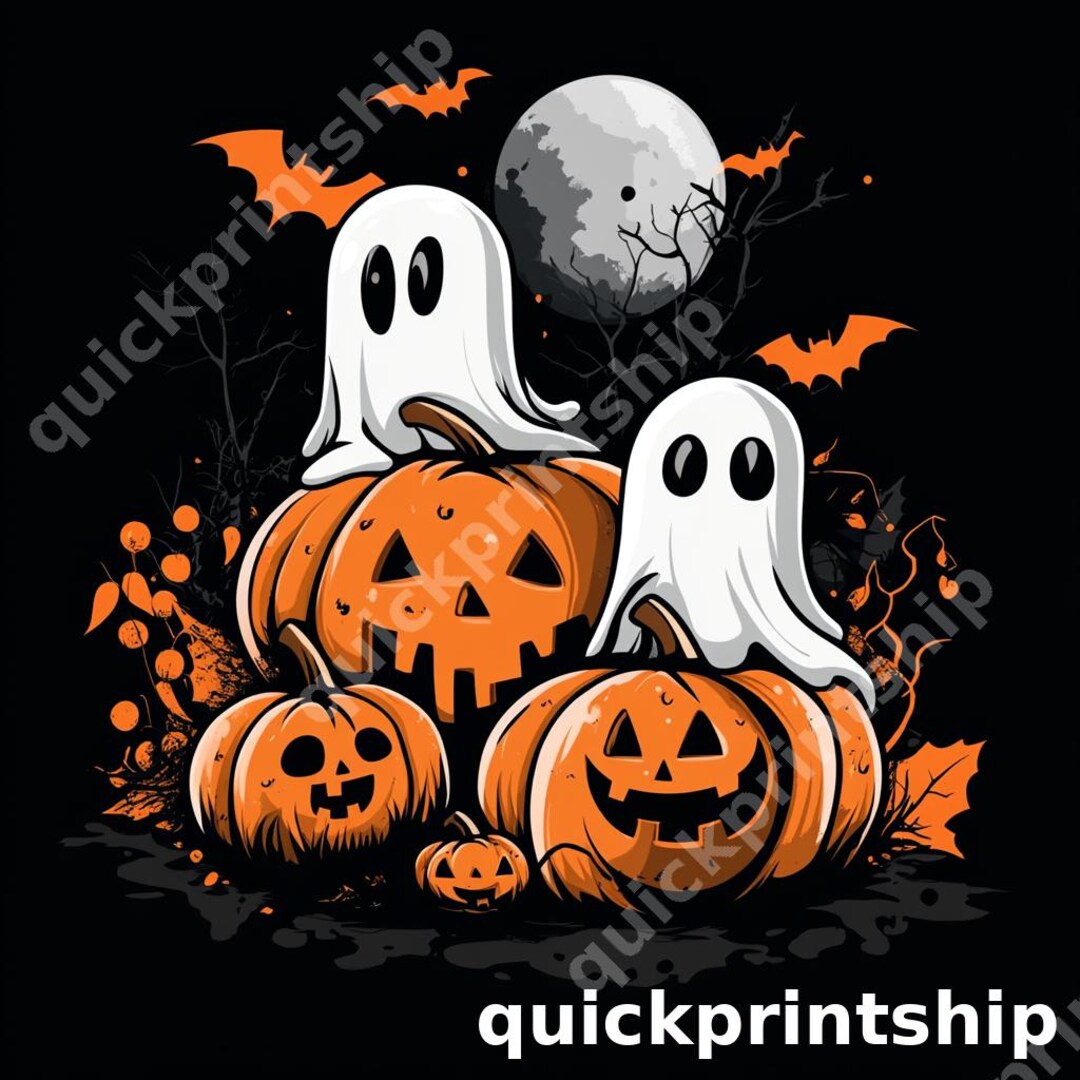 Ghosts & Pumpkins Halloween Digital Download | Cute Spooky Ghostly ...