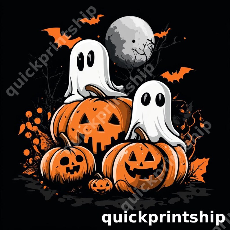 Ghosts & Pumpkins Halloween Digital Download | Cute Spooky Ghostly ...