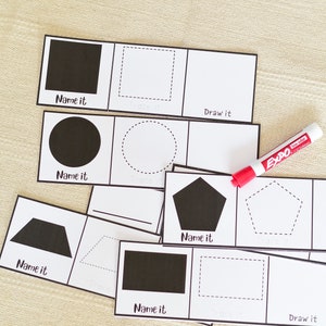 Shape Activity Printable, Trace and Draw on Reusable Worksheet ...