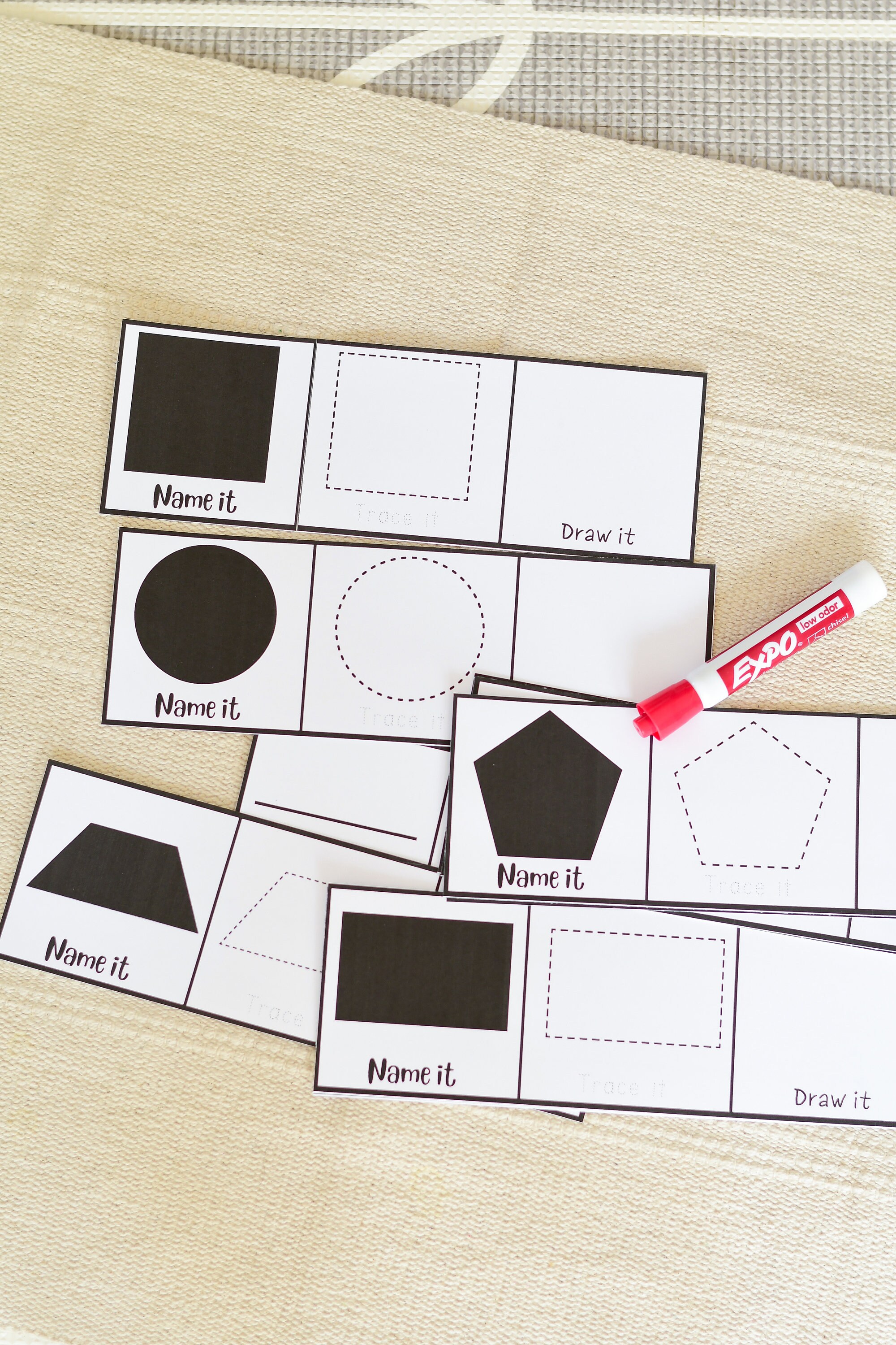 Shape Activity Printable, Trace and Draw on Reusable Worksheet ...