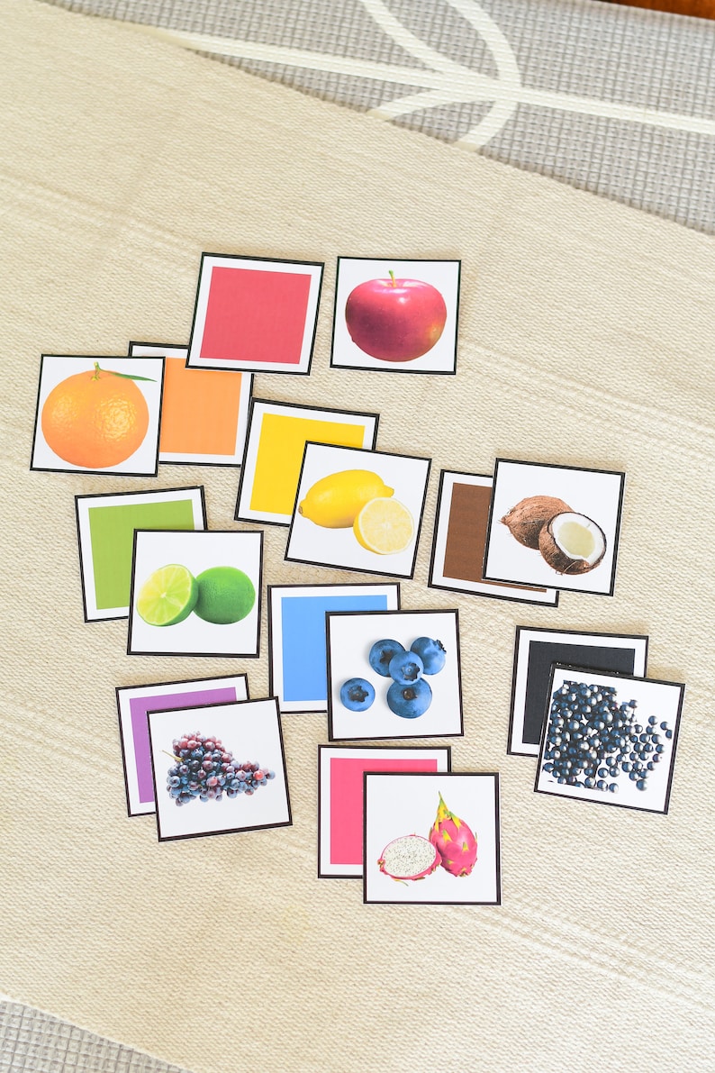 Fruit and Color Matching Activity Card Printable, Montessori Shelf ...
