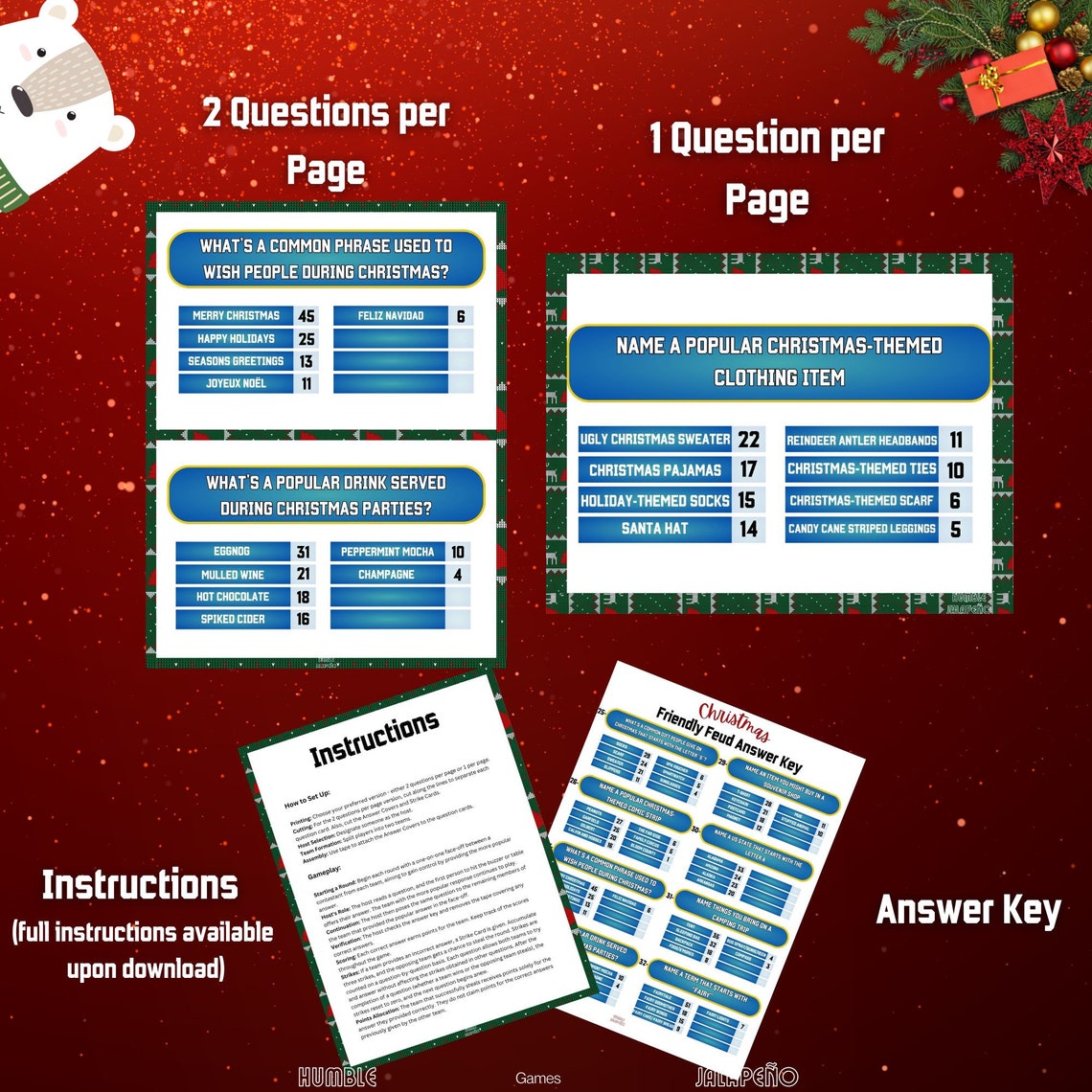 Christmas Friendly Feud, Christmas Family Feud Printable, Christmas ...