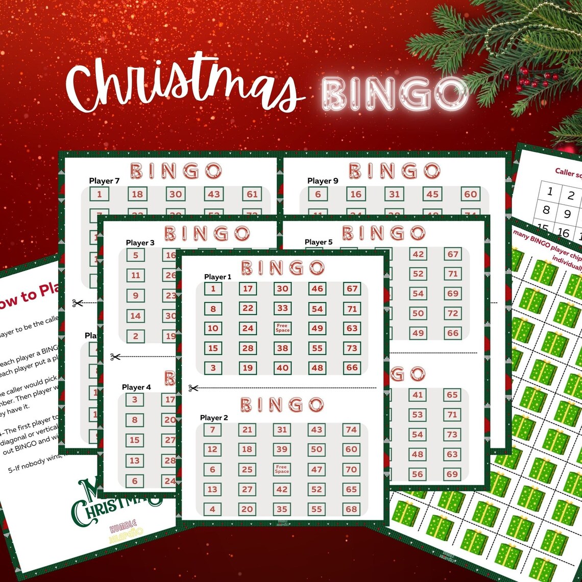 Printable Christmas Bingo Game, Bingo Game, Printable Party Games ...