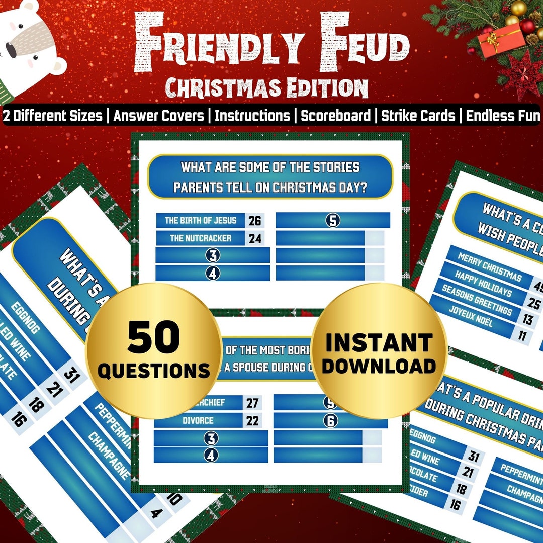 Christmas Friendly Feud, Christmas Family Feud Printable, Christmas ...