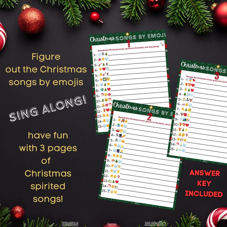 Christmas Emoji Song Game Bundle, Emoji Game, Christmas Emoji ...