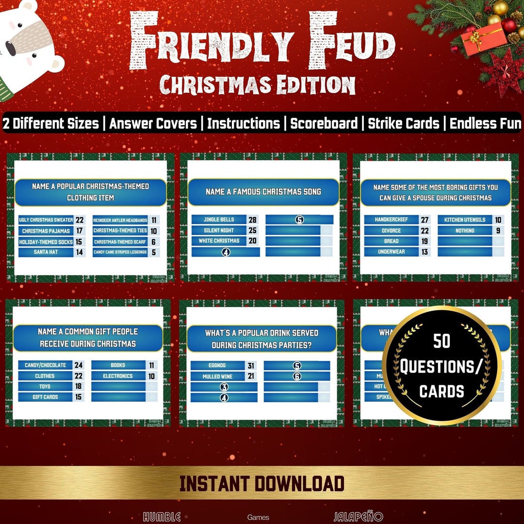 Christmas Friendly Feud, Christmas Family Feud Printable, Christmas ...