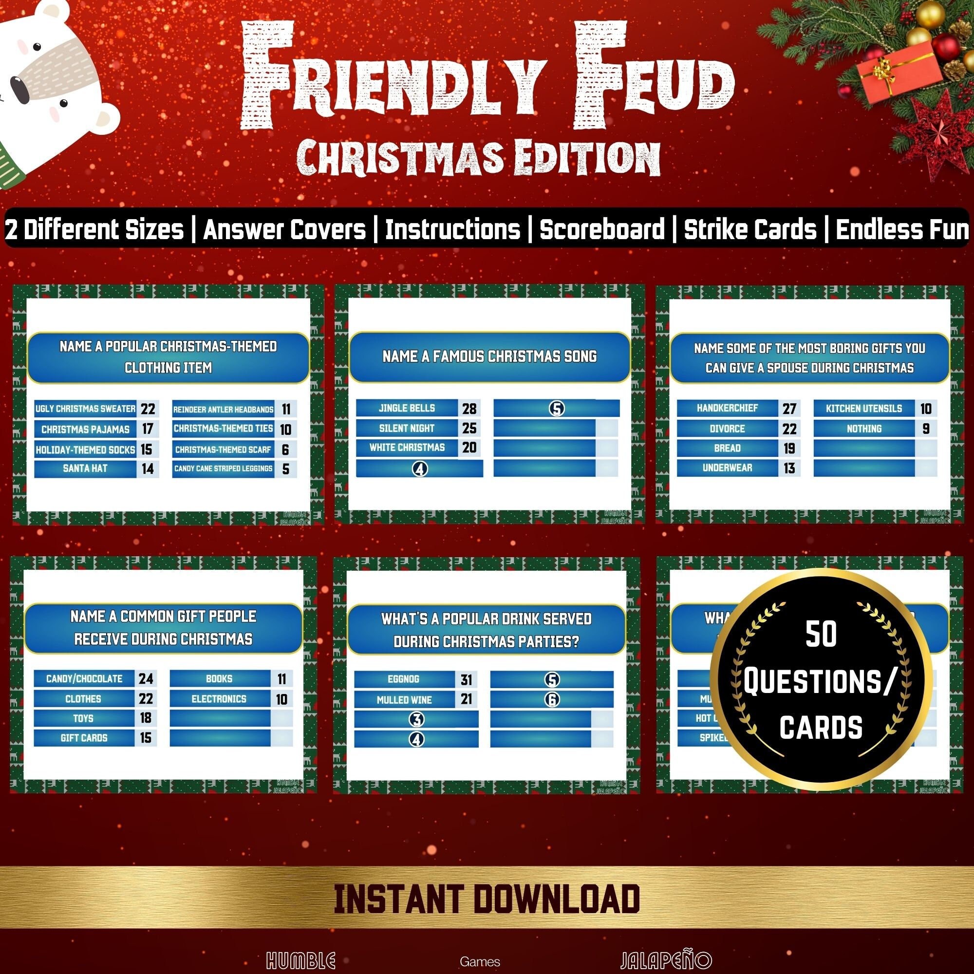 Christmas Friendly Feud, Christmas Family Feud Printable, Christmas ...