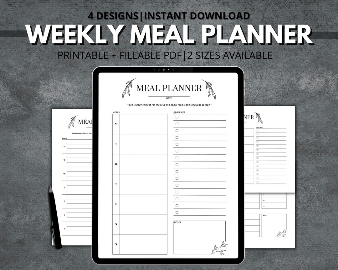 Weekly Meal Planner and Grocery List, Printable or Digital, Daily Food ...