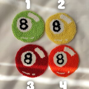 Magic 8 Ball Car Coasters | Set of 2 Car Coaster | Punch Needle Mug Rug ...