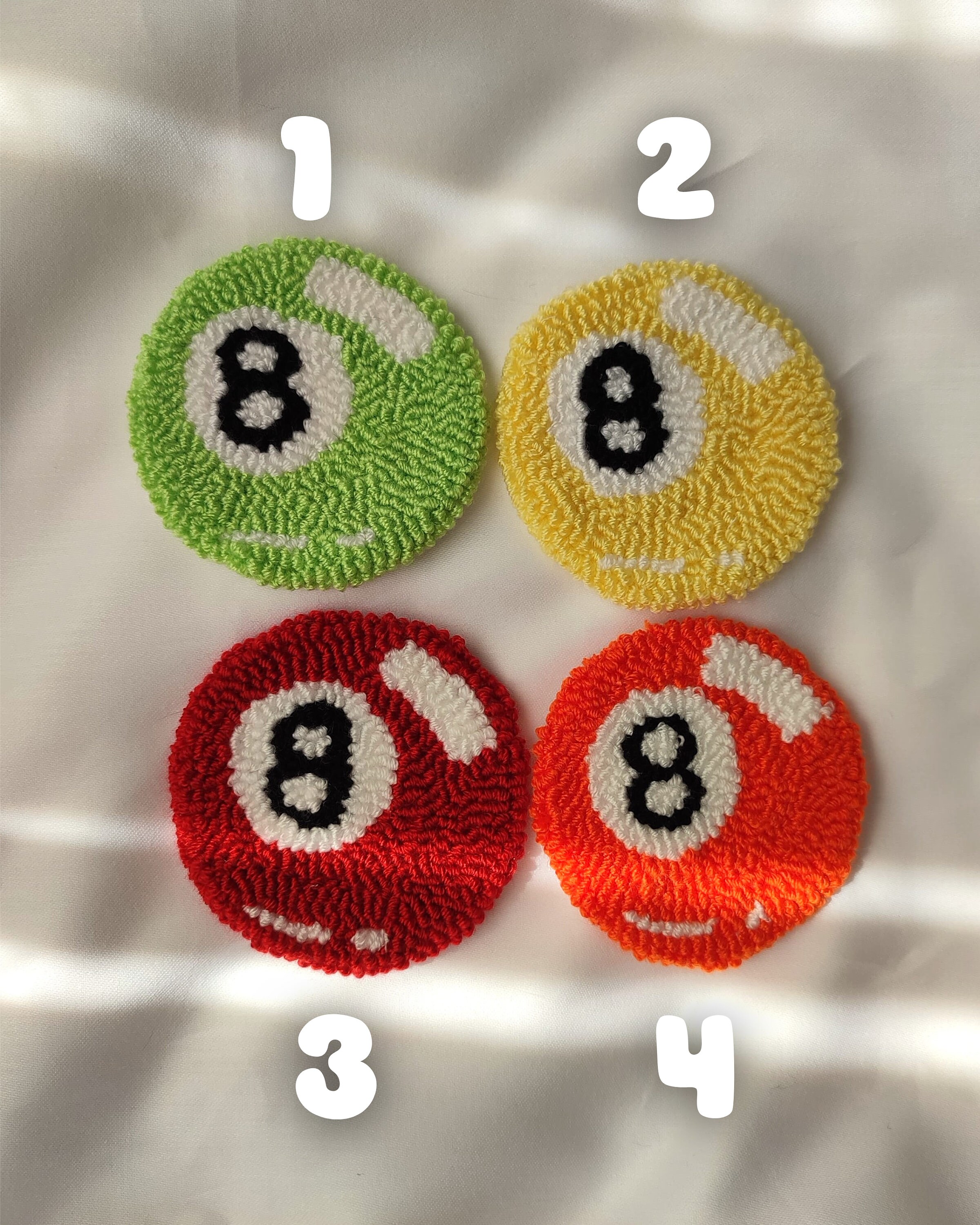 Magic 8 Ball Car Coasters Set of 2 Car Coaster Punch Needle Mug Rug Car ...