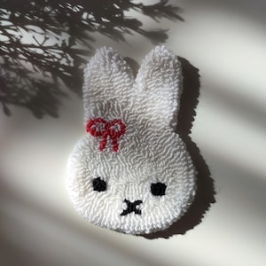 Miffy Punch Needle Coaster, Kawaii Decor, Tufted Mug Rug, Housewarming ...
