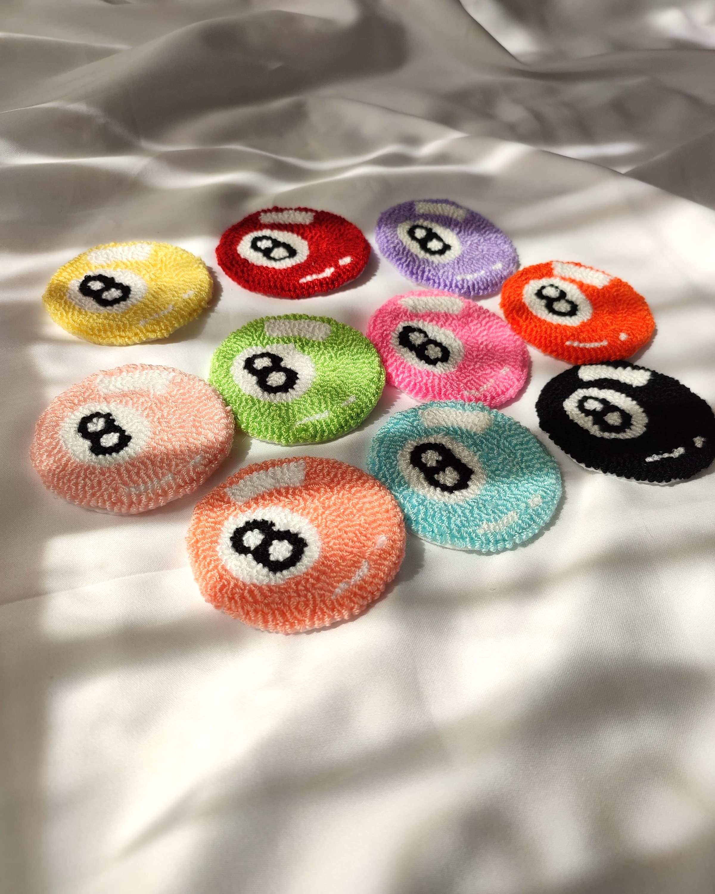 Magic 8 Ball Car Coasters Set of 2 Car Coaster Punch Needle Mug Rug Car ...