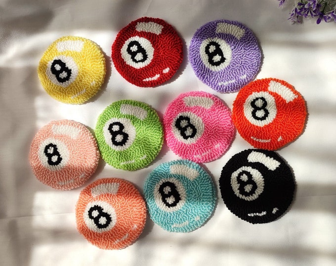 Magic 8 Ball Car Coasters | Set of 2 Car Coaster | Punch Needle Mug Rug ...