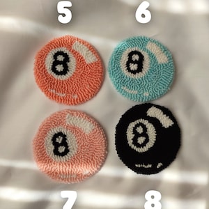 Magic 8 Ball Car Coasters | Set of 2 Car Coaster | Punch Needle Mug Rug ...