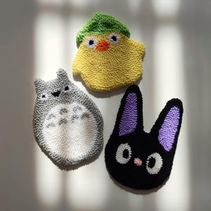 Studio Ghibli Coasters | Punch Needle Coasters | Handmade Mug Rug ...