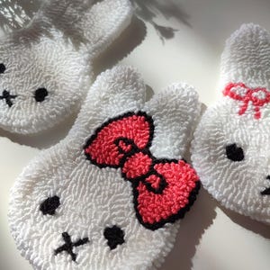 Miffy Punch Needle Coaster, Kawaii Decor, Tufted Mug Rug, Housewarming ...