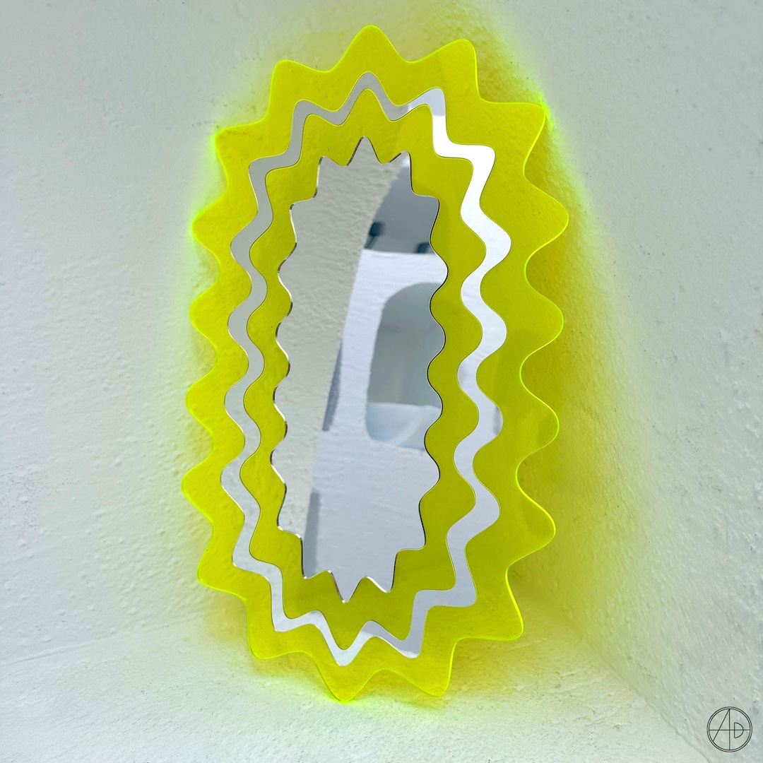 Pop Art Wavy Mirror | Neon and Iridescent Abstract Wall Art for ...