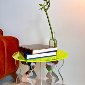 Neon Acrylic Coffee Table | Wavy Leg Design and Mirror Accents Pop Art ...