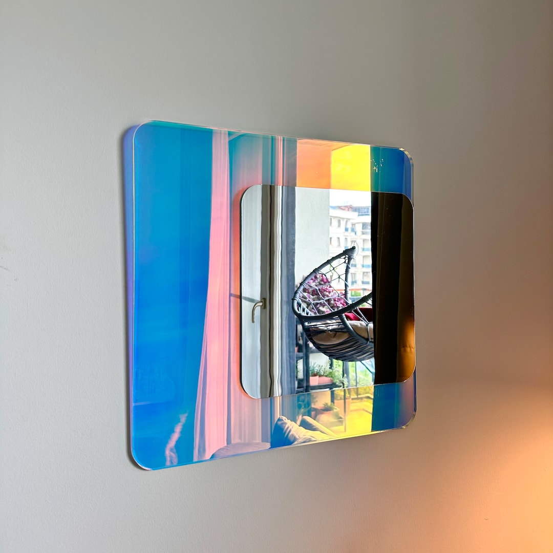 Iridescent Acrylic Square Mirror: Modern Home Decor - Etsy