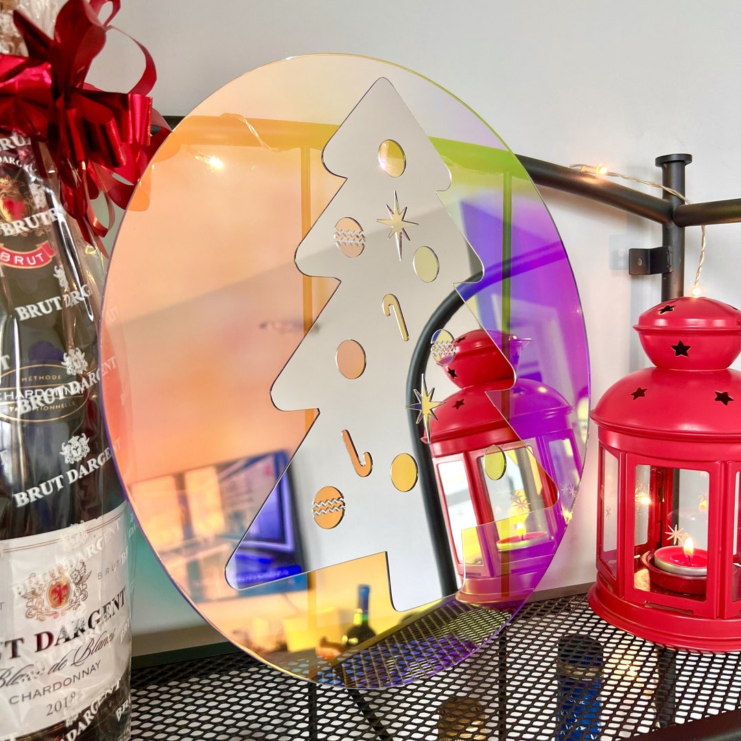 Holographic Christmas Tree Mirror: Acrylic Xmas Ornament - Etsy