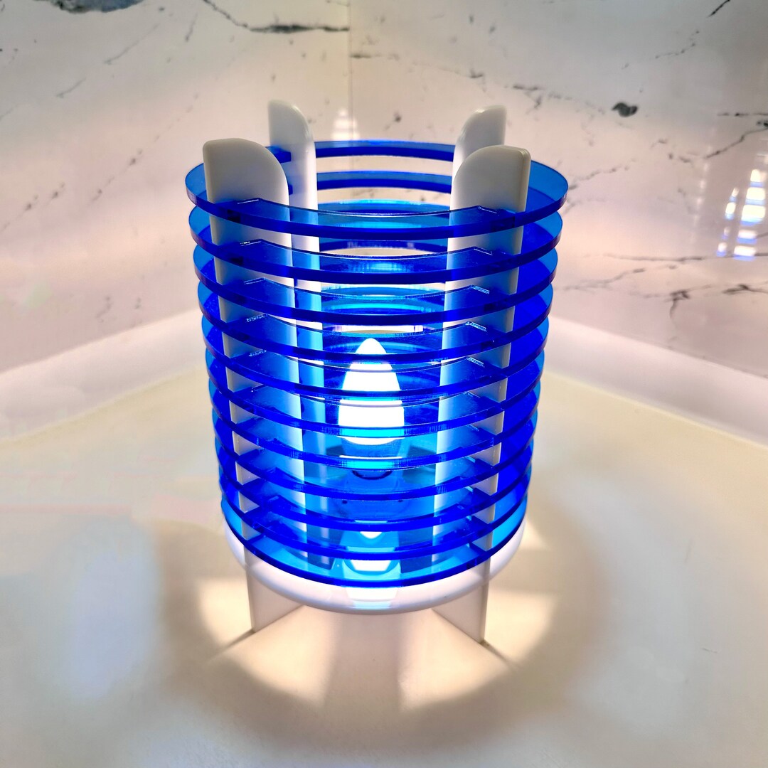 Modern Blue Acrylic Table Lamp: Geometric Home Decor - Etsy