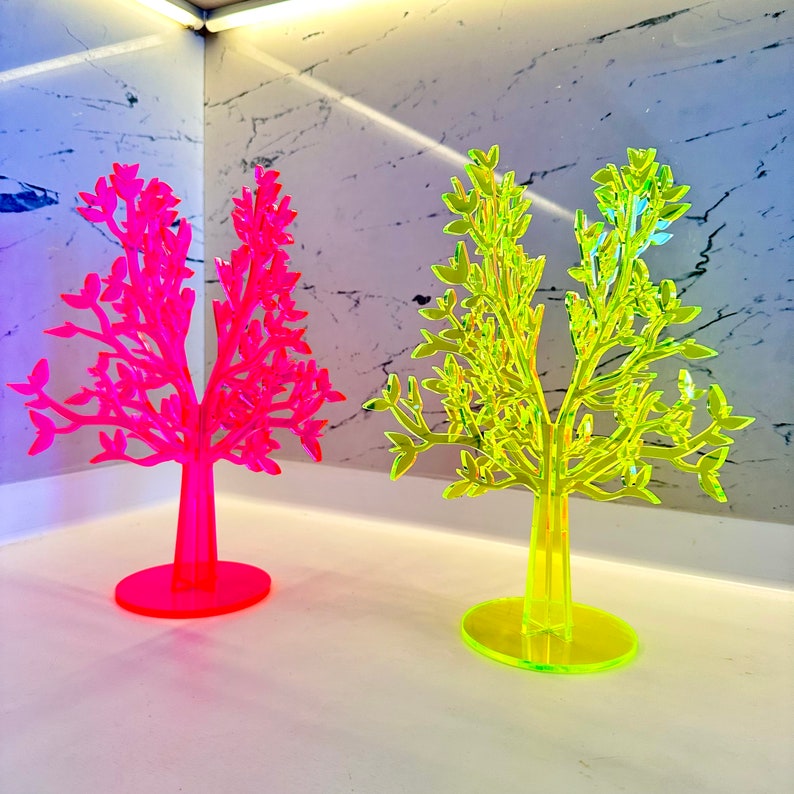 Neon Pink & Yellow Acrylic Tree Sculpture Contemporary Art - Etsy