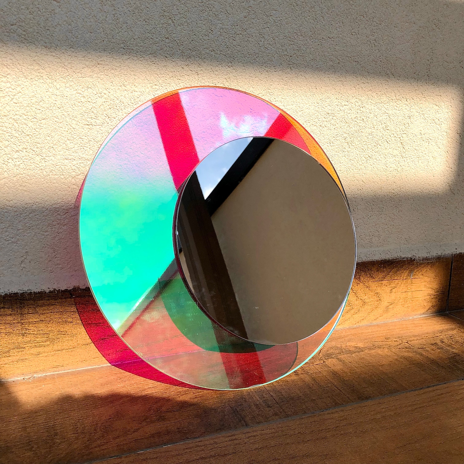 Colorful Round Mirror | Rainbow Reflection Mirror, Home Decor, Bathroom ...