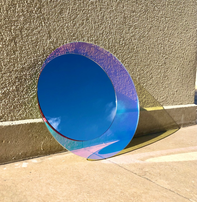 Colorful Round Mirror | Rainbow Reflection Mirror, Home Decor, Bathroom ...