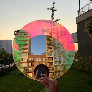 Colorful Round Mirror | Rainbow Reflection Mirror, Home Decor, Bathroom ...