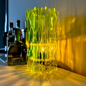 Iridescent Acrylic Table Lamp: Abstract Wavy Design, Colorful ...