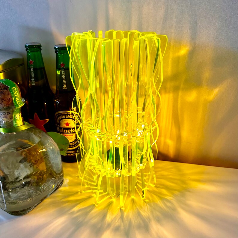 Neon Abstract Wavy Table Lamp Neon Yellow Acrylic Lamp Neon - Etsy