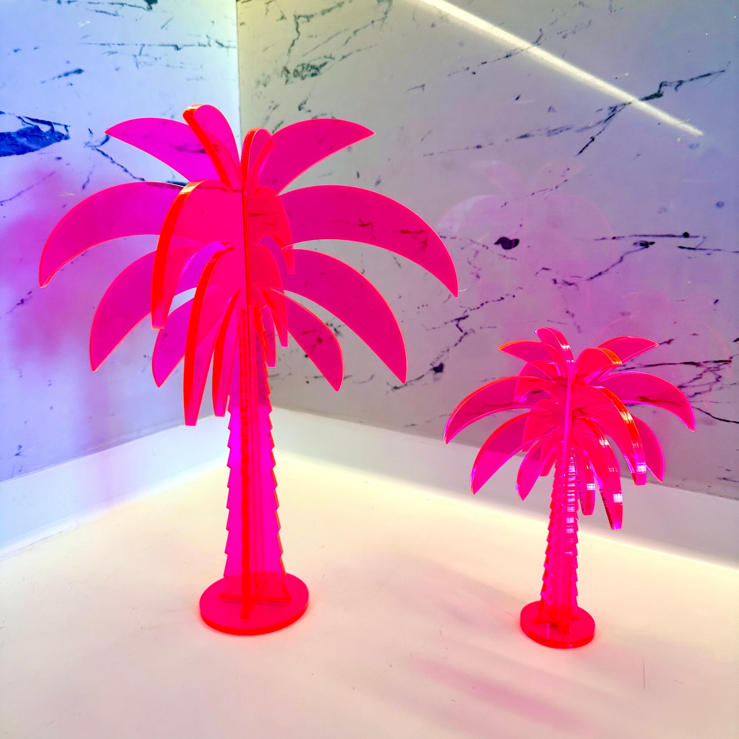 Neon Acrylic Palm Tree Sculpture Vibrant Colorful Decor for - Etsy