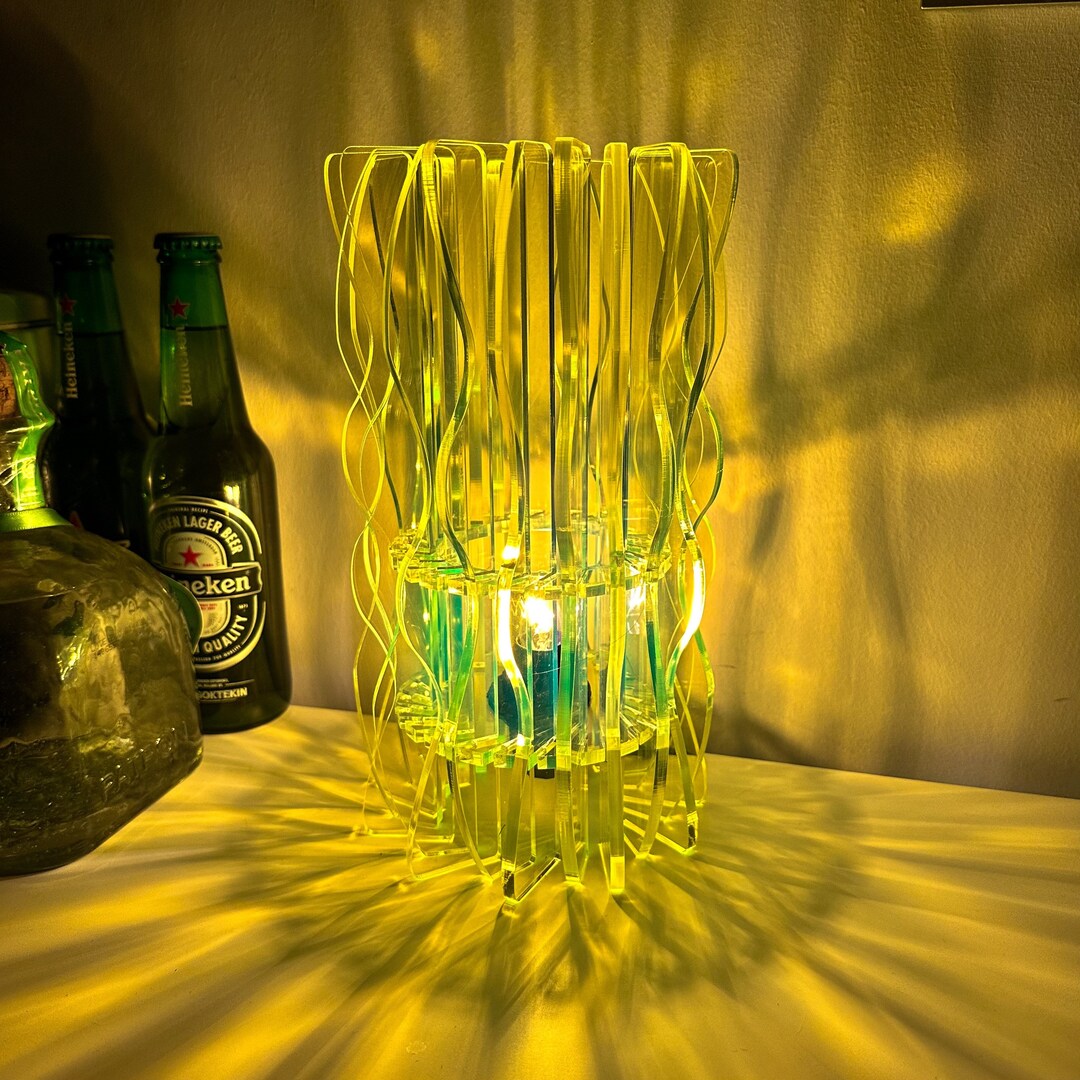 Neon Abstract Wavy Table Lamp | Neon Yellow Acrylic Lamp, Neon Bedside ...