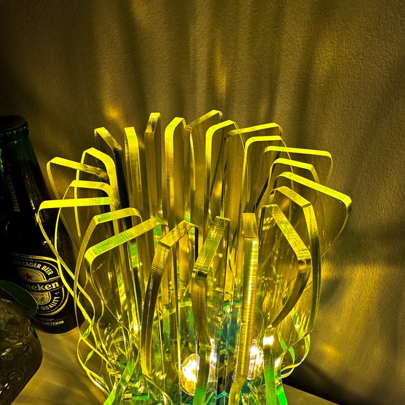 Neon Abstract Wavy Table Lamp Neon Yellow Acrylic Lamp Neon - Etsy