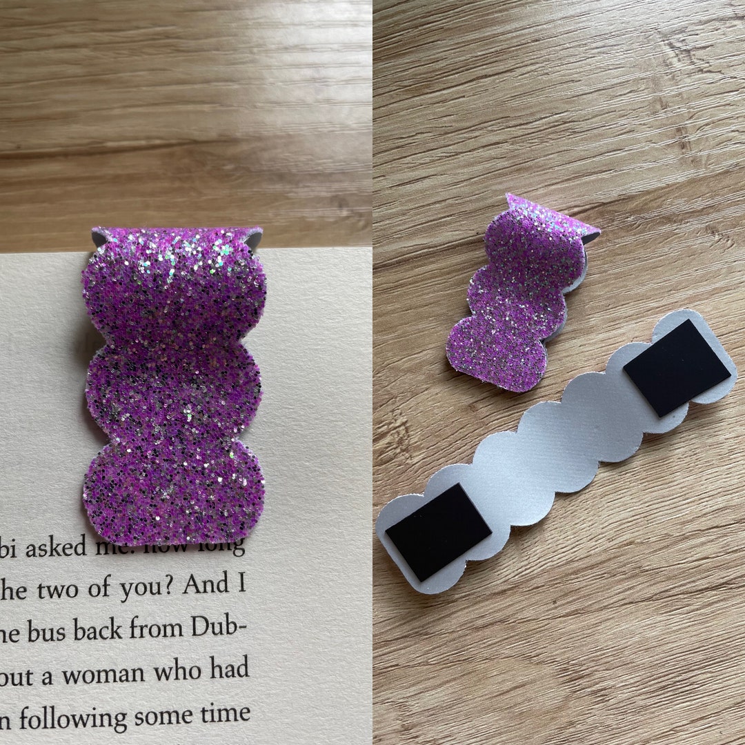 Purple Glitter Bookmark, Magnetic Bookmark, Faux Leather Bookmark ...