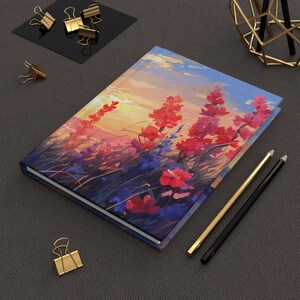 Hardcover Journal Matte Ruled Line Wildflover Field Digital Painting ...