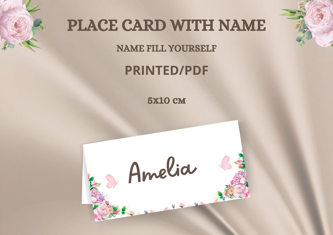 Name Card, Table Card, Table Number Cards, Place at the Table, Flowers ...