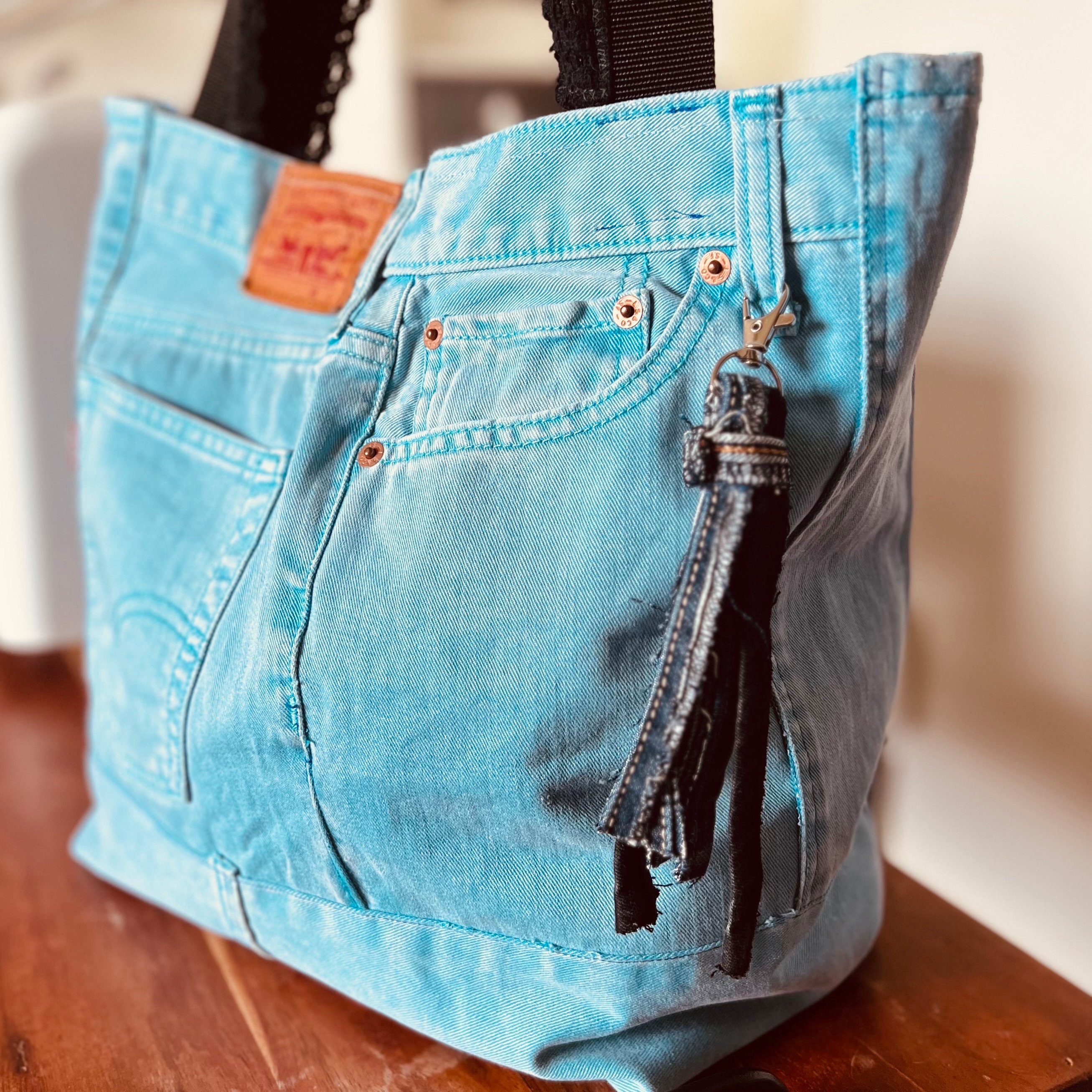 Levis blue jeans bag, Denim jeans up cycle creation unique handmade ...
