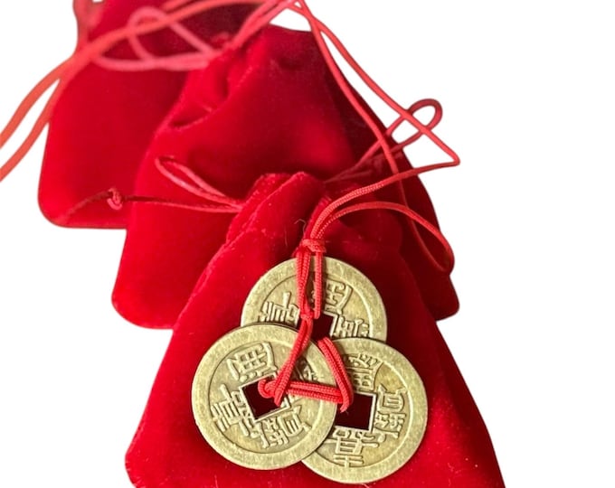 Feng Shui Money Luck Talisman 3-coins Tied Attract Wealth Lucky Charm ...