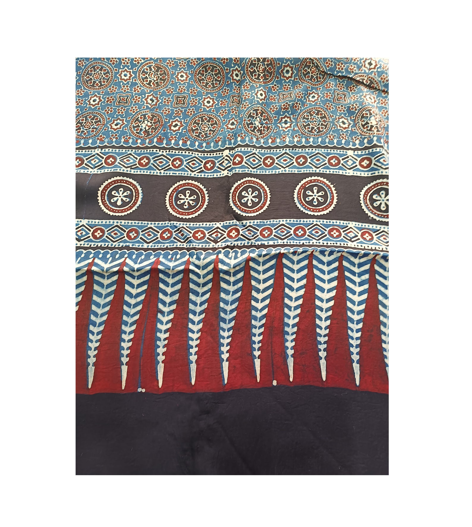 Ajarakh Natural Dyed Hand Block Print Modal Silk Duptta Sarong Beach ...