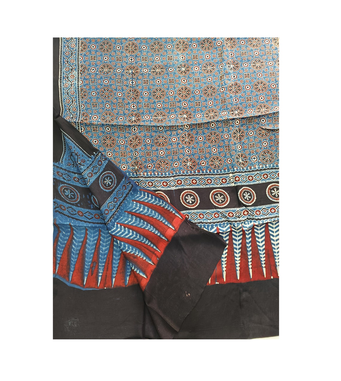 Ajarakh Natural Dyed Hand Block Print Modal Silk Duptta Sarong Beach ...
