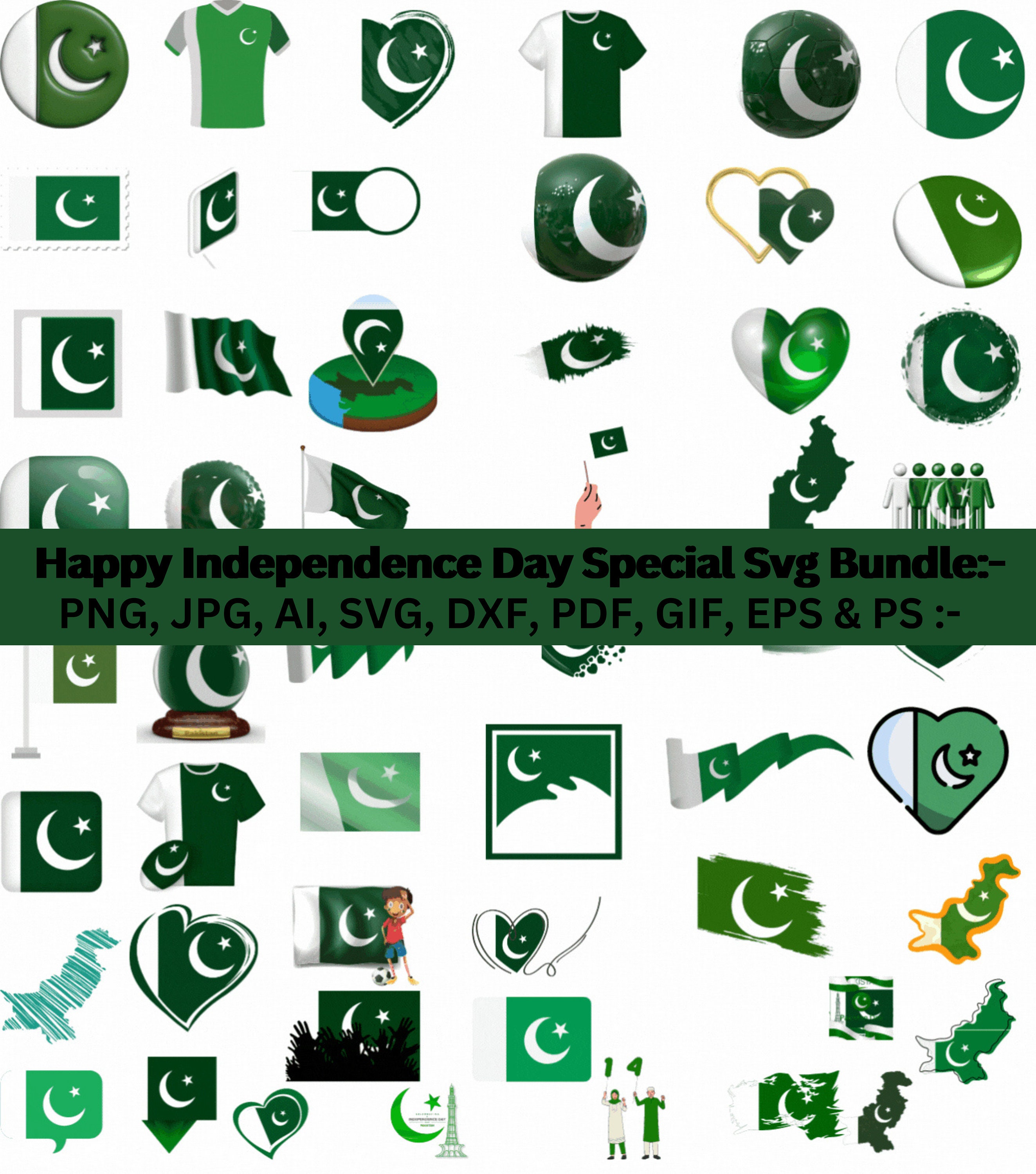 48 Independence Day Svg Bundle, Pakistani Independence Day Svg Bundle ...